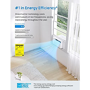 Dreo Window Air Conditioner, 8000 BTU U-Shaped Inverter AC Unit, Cools Up to 350 sq ft, 42db Ultra Quiet, Easy Installation with Open Window Flexibility, 35% Energy Savings, Remote Control
