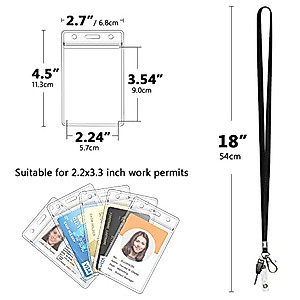 3 Pack Neck Lanyard with ID Badge Holder, Office Strap Lanyards, Stainless Metal Swivel Hook for Name Tag, Badge Holders, Keychains, Card, Black