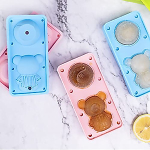 Bear and Rose Ice Cube Tray, 3D Ice Cubes Mold, Super Easy Release Stackable, Flexible Silicone Ice Cube Molds for Drink, Cocktails, Whiskey (Color : Green, Size : 4PCS)