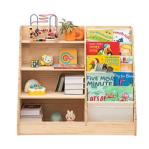 ZBPRESS Kids Wooden Bookshelf with Storage,Kids Bookshelf and Toy Storage Organizer, Solid Wood Kids Bookshelf,Toddler Bookshelf,Classroom Bookshelf