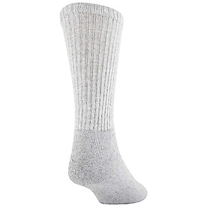 GOLDTOE Men's 656S Cotton Crew Athletic Socks, Multipairs, Grey Heather (6-Pairs), Large