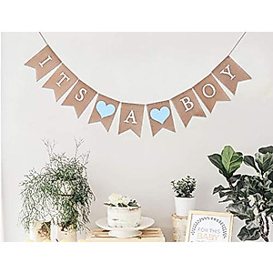 Burlap Banner for Baby Boy Shower - Baby Boy Shower Decorations,Its A Boy Burlap Banner,Best Boys Birthday Party Supplies (Its A Boy Burlap Banner)