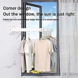 BOQORAD Wall Mounted Clothes Hanger Rack, Clothes Drying Rack,Laundry Drying Rack,Collapsible Clothes Rack Wall Mount, Retractable Drying Rack Clothing,Space-Saver,Clothes Dryer Rack,White Color