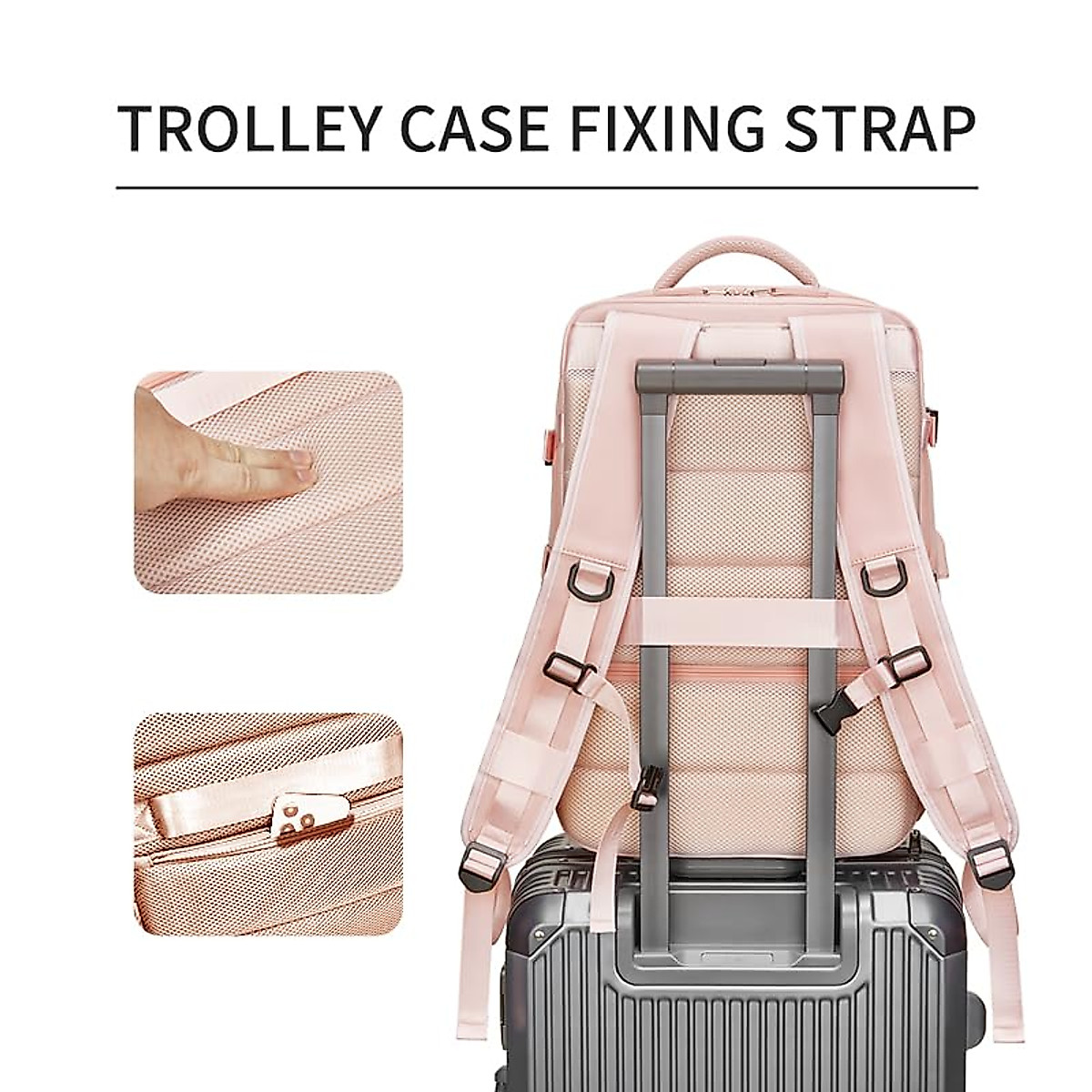 INFEYLAY Women Travel Backpack,16 Inch Expanded 39L USB Charging Business Laptop Backpack with Shoe Bag,waterproof hiking outdoor Backpack (pink)