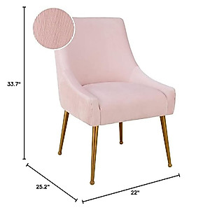 Tov Furniture Beatrix Pleated Velvet Dining Side Chair (Blush)