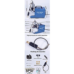 Electric PCP Air Compressor Pump,30 MPa 4500psi Portable Compressor High Pressure Air Compressor Electric Inflator PCP,Two-Stage Compression PCP Hand Air Pump