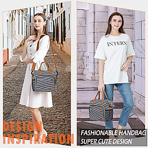 Insulated Lunch Bag - Large Portable Cooler Lunch Box for Office Work School Picnic Beach Workout - Reusable Freezable Tote Lunch Bag Organizer with Adjustable Shoulder Strap for Women Men Adult Kids