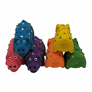 Hoiasem 6 Pack 4 Inch Mini Latex Dog Squeaky Toys Polka Dot Piglet Pig Dog Toy for Mimi Small Dogs