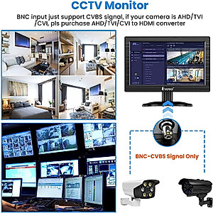 Eyoyo 12" Inch TFT LCD Monitor with AV HDMI BNC VGA Input 1366x768 Portable Mini HD Color Screen Display with Built-in Speaker