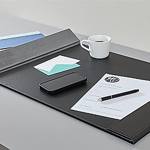 Artistic Monticello Executive Desk Pad, Smooth Writing Desk Mat That Protects Desktop from Scratches & Stains, 24" x 19", Black/Gray