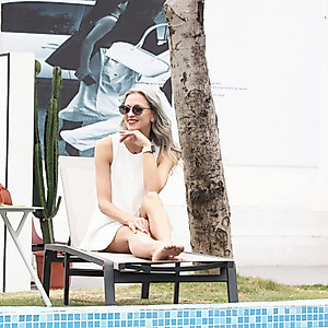 U ULAND Chaise Lounge Outdoor, Aluminum Outdoor Chaise Lounge Set of 2 Assemble-Free, Patio Lounger Poolside Lay Flat Sunbathing Adjustable Backrest Pool Lounge Chair