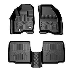 ISSYAUTO Floor Mats Compatible with Explorer 2015-2019, All Weather Guard Floor Mat Floor Liners, TPE Rubber Mats 1st & 2nd Row Seat, Black
