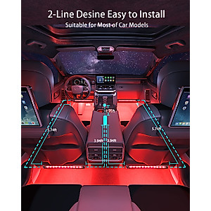 Keepsmile Interior Car Lights Accessories APP Control with Remote Music Sync Color Change RGB Under Dash Car Lighting with USB Charger 12V 2A Led Lights for Jeep Truck