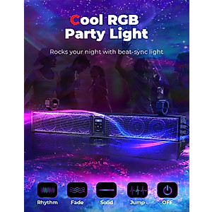 KEMIMOTO 33 inch 8 Speaker Louder UTV Sound Bar Waterproof Bluetooth, Heavy-Duty Aluminum, Music Sync Multicolor Light SXS Speakers, Soundbar for UTV Golf Cart Marine Boat with 1.75''-2.25'' Roll Bar