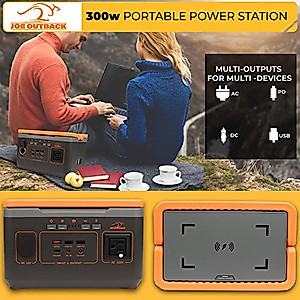 Portable Power Station - Muliti-Functional High Output Lithium Charging Bank with 110 AC output/ 12V DC - Includes Wireless Charger 3x USB Ports - LCD Display - 3 LED Modes - 300W Battery Backup