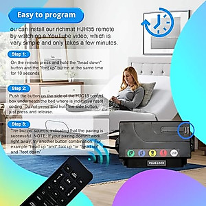 OEM Adjustable Bed Richmat HJH55 Remote Control Replacement for Classic Brand, Inovva, Mattress Firm 600 3000 Adjustable Bases&Richmat HJC9G Massage System Three-Year Warranty