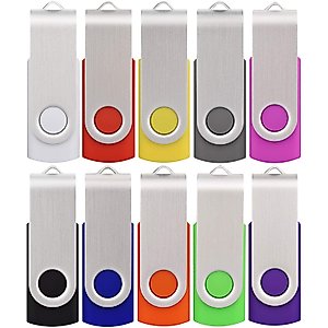 USB Flash Drive 8GB 10 Pack, Thumb Drives Memory Stick USB 2.0 Bulk Swivel Jump Drive Zip Drive with Led Indicator for Data Storage, File Sharing(10Pcs, Multi-Color,8 GB)