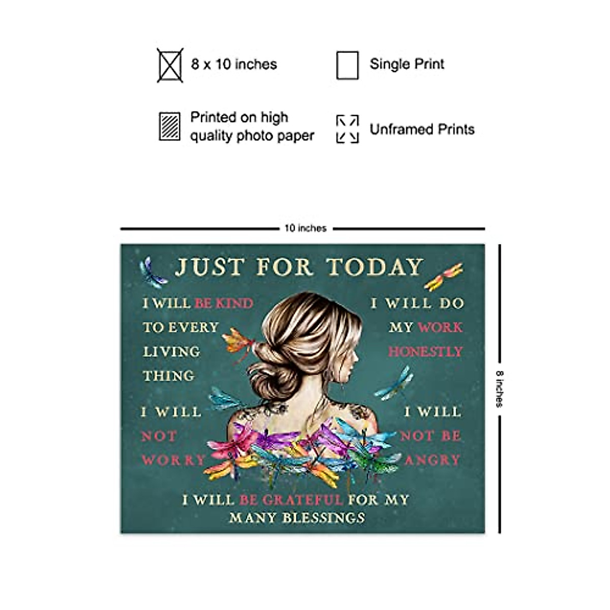 Inspiration Positive Affirmations Boho-chic Wall Art - New Age spiritual Hippie Motivational Wall Decor - Inspirational Quotes Saying - Encouragement Gifts for Women - Encouraging Wall Decor UNFRAMED