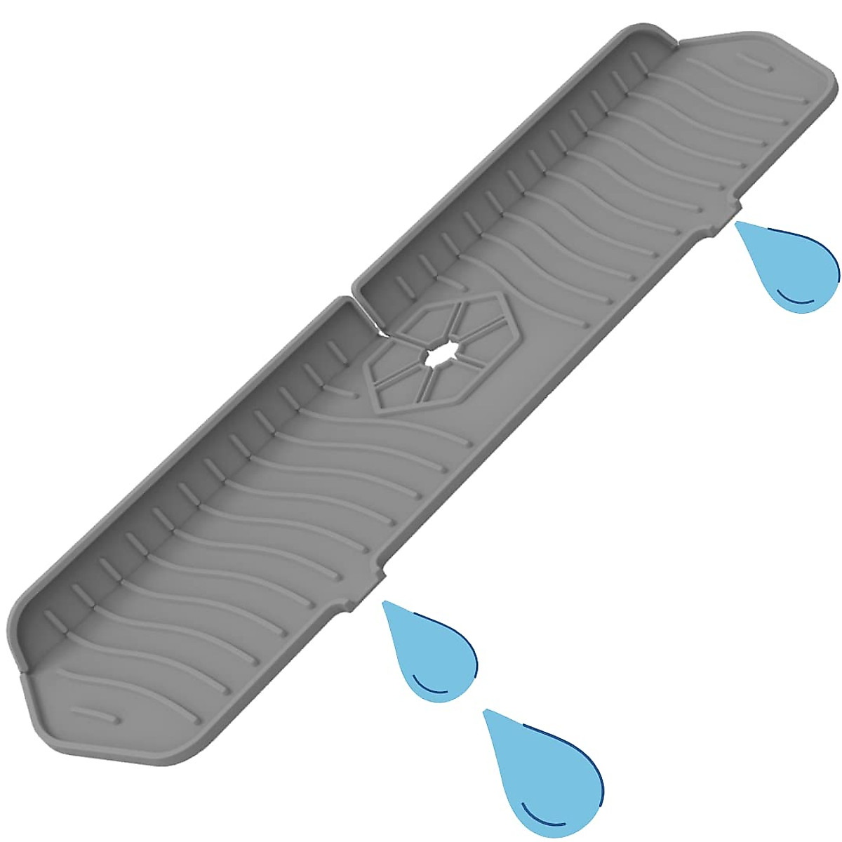 KLAZZ Silicone Splash Guard Mat for Kitchen Sink Faucet, Sink Quick Draining Pad Behind Faucet, Drying Mat for Kitchen & Bathroom Countertop Protect, Handle Drip Catcher Tray, Drainage, Kitchens