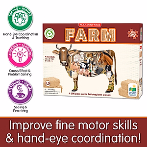 The Learning Journey: Wildlife World - Farm Puzzle - 200pcs Challenging Jigsaw Puzzles - Intellectual Game Learning Education Kids Age 6-12