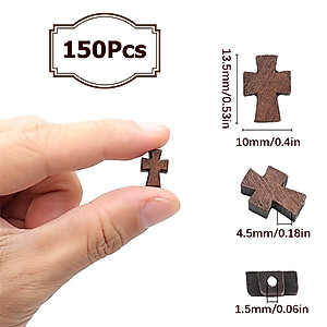 SUNNYCLUE 150Pcs Wood Cross Beads Bulk Easter Wooden Cross Bead Natural Unfinished Wood Blank Beads Cross Loose Spacer Rosary Beads Charms for Jewelry Making Beading Supplies DIY Necklace Crafts