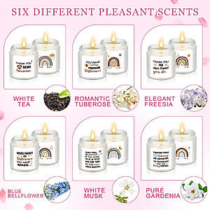MTLEE 6 Pcs Employee Appreciation Candles Gifts Bulk 3.5 oz Thank You Candle Set Inspirational Motivational Boho Rainbow Aromatherapy Scented Jar Candles for Women Coworker Teamworker Teacher