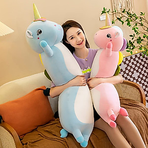 Unicorn Plush Pillow Long Soft Unicorn Body Pillow Big Unicorn Stuffed Animal Toys Cute Large Hugging Pillow Kawaii Toy for Kids Girls Children Baby Shower Birthday Valentine(Pink, 70cm/27.5Inch)