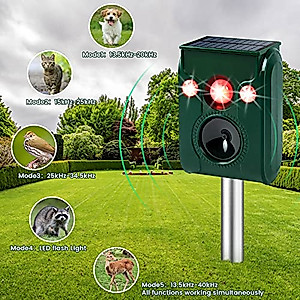 2-Pack Ultrasonic Solar Animal Repeller,Cat Repellent Outdoor with Motion Sensor Detection, Siren and Flash Repel. for Deer Dog, Squirrel, Raccoon, Skunk, Rabbit, Fox, Farm Yard Garden