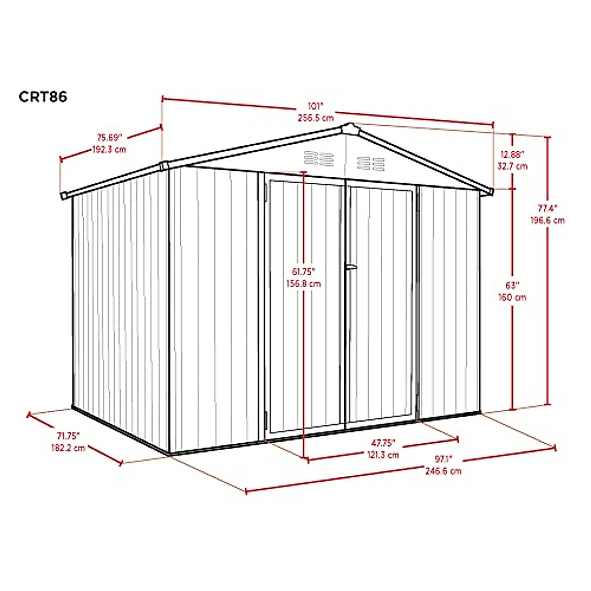 Cover-It 8x6 Metal Outdoor Galvanized Steel Storage Shed with Swinging Double Lockable Doors for Backyard or Patio Storage of Bikes, Grills, Supplies, Tools, Toys, for Lawn, Garden, and Camping, Tan