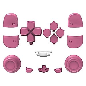 WPS Replacement Clip Shell Thumbsticks Dpad R1 L1 Trigger Full Buttons Set for PS5 Playstation Controller (Pink)