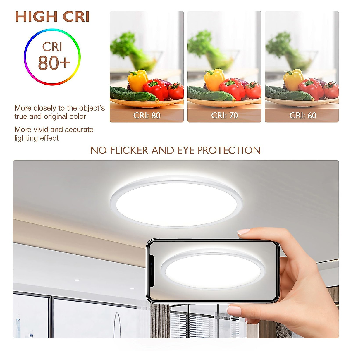 RGB Ceiling Light with Remote Control, 12 Inch Dimmable LED Flush Mount Ceiling Light, 24W RGB Color Changing Ambient Light, Modern Round Ultra-Thin Ceiling Lamp for Bedroom Kid Room Party, White
