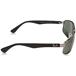 Ray-Ban Men's RB3445 Rectangular Sunglasses, Gunmetal/Dark Green, 64 mm