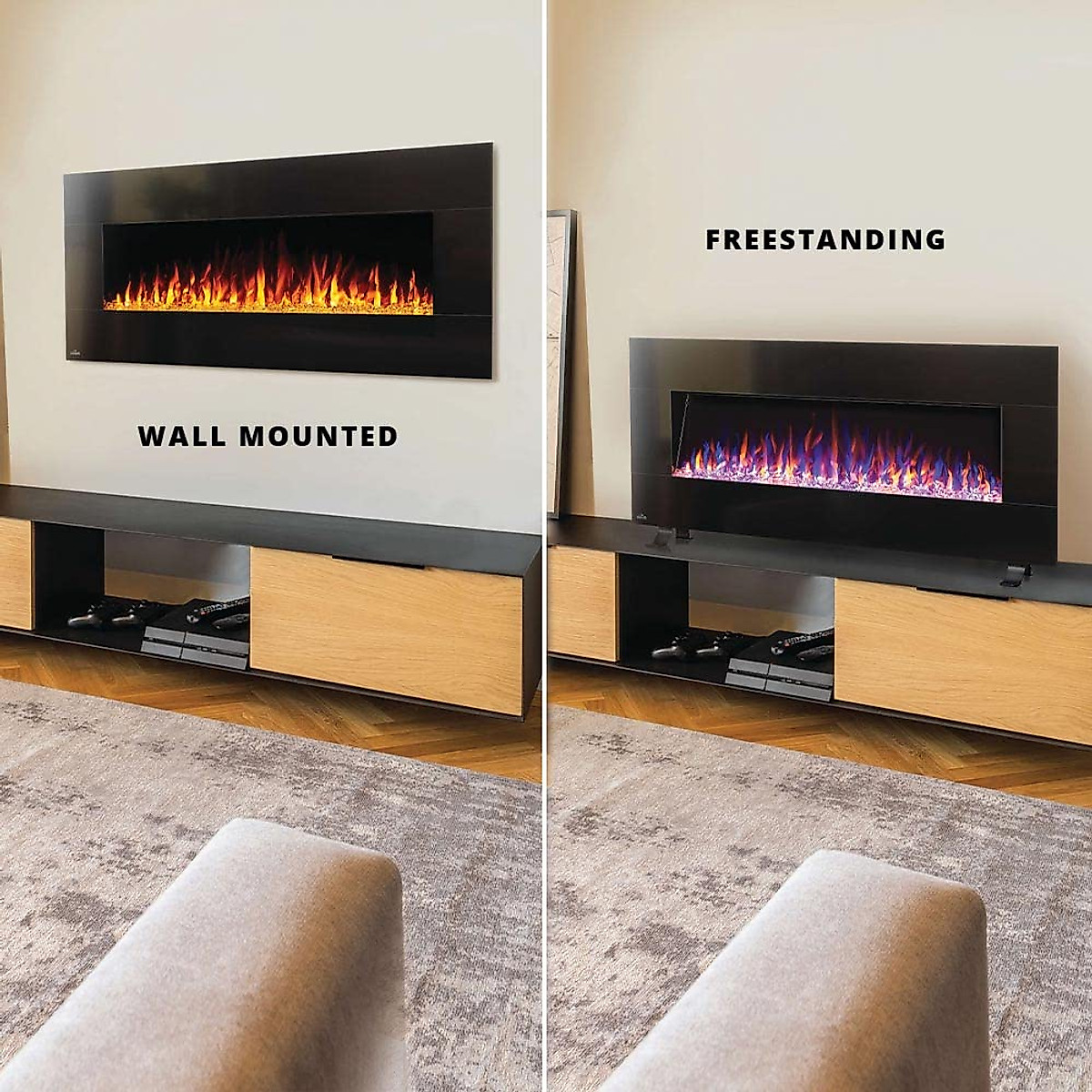 Napoleon Harsten 50 inch Wall Mount Electric Fireplace with Bluetooth Speakers - Black, NEFL50HF-BT