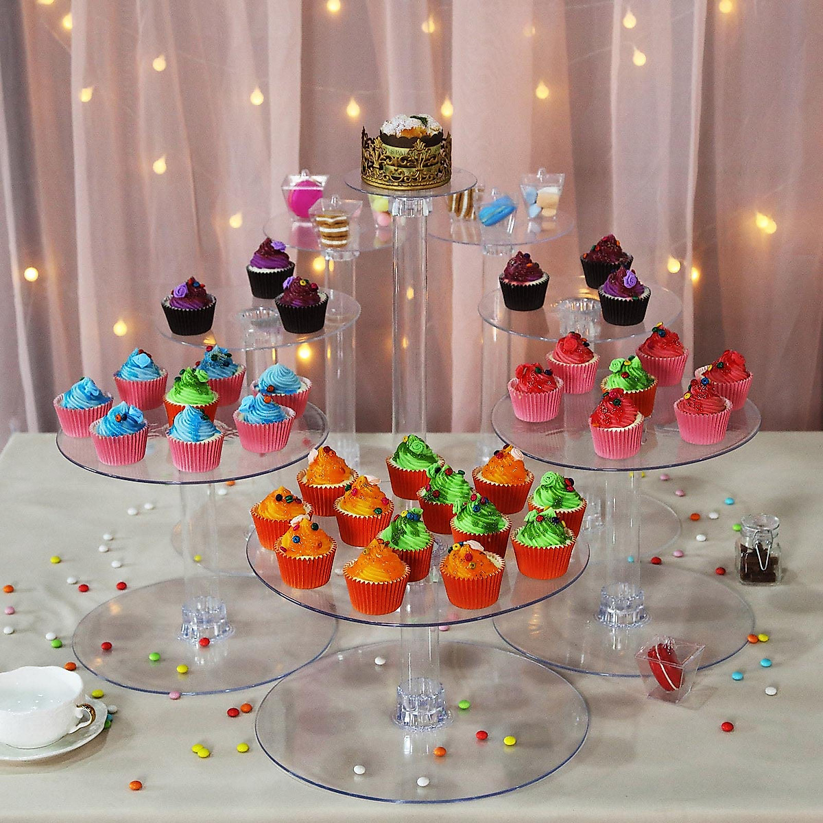 TABLECLOTHSFACTORY Lovely 8 Tier Acrylic Crystal Glass Clear Cake Dessert Decorating Stand For Birthday Xmas Party Wedding