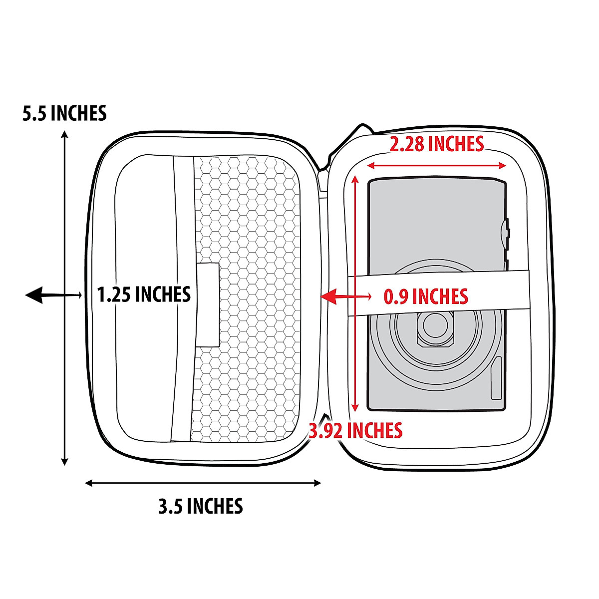 USA Gear Hard Shell Compact Camera Case for Canon PowerShot ELPH 350 HS, SX610 HS, ELPH 170 is, ELPH 190 is and More with Weather Resistant Design, Removable Wrist Strap, Netted Accessories Pouch