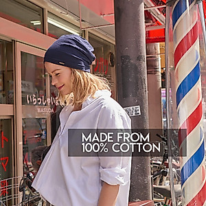 CHARM Summer Beanie for Men & Women - Slouchy Lightweight Chemo Cotton Hipster Fashion Knit Hat Black