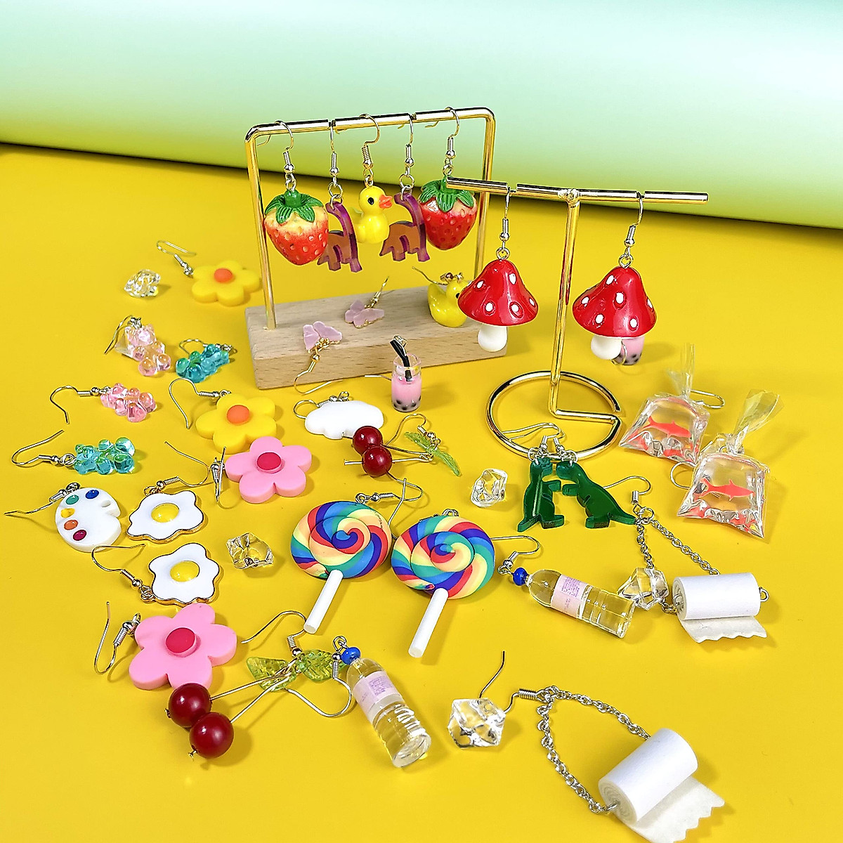 20 Pairs Weird Earrings Funny Earrings Aesthetic Indie Y2k Accessories Cool Fun Cute Funky Alt Novelty Kawaii Quirky Dangly Creative Object Crazy Drop Dangle Earrings for Women