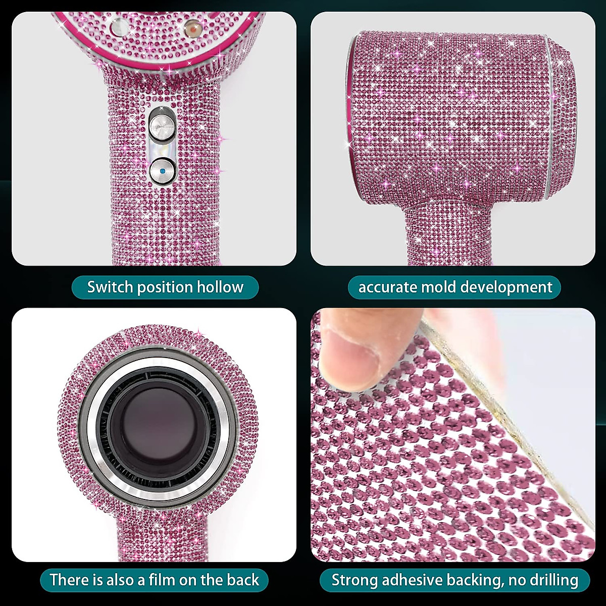 Rhinestones Case for Dyson Hair Dryer Anti-Scratch Shockproof Dust Proof Travel Protective Case Cover for Dyson Hair Dryer (Bling Purple)