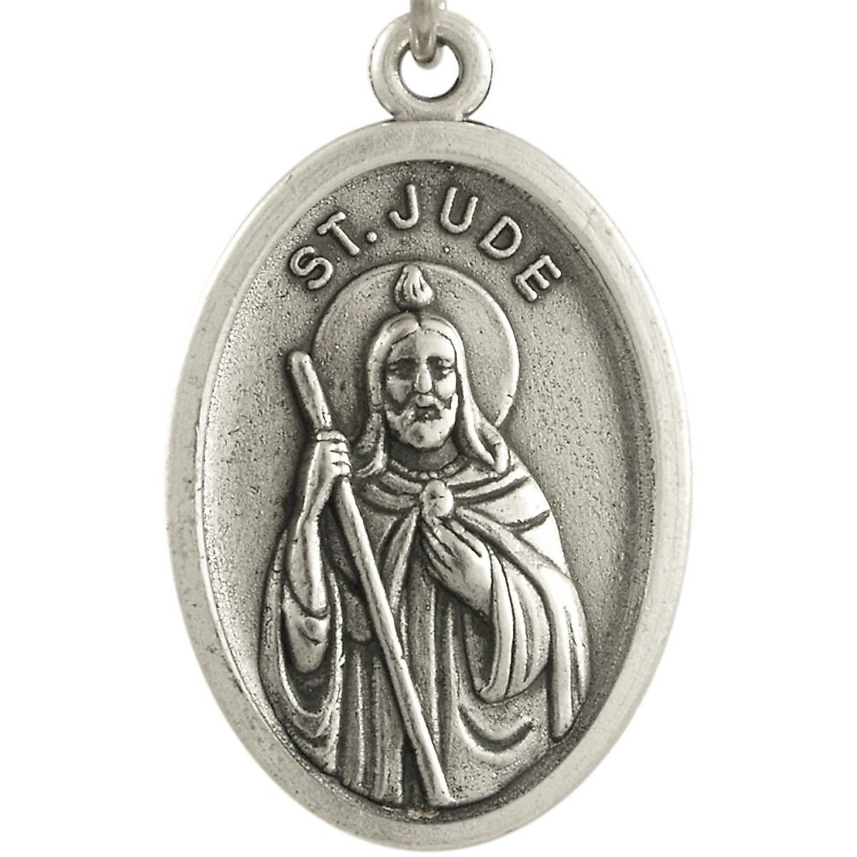 Catholica Shop Catholic Religious Wear Saint Jude Pray for Us Silver Tone Medal Pendant - 1" Height x 0.67" Width - Lot of 12