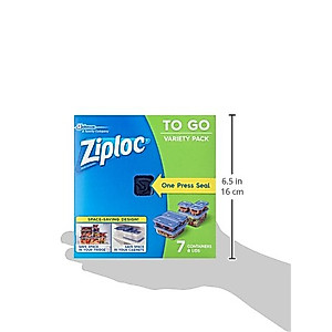 Ziploc Food Storage Meal Prep Containers with One Press Seal, For Travel & Organization, Dishwasher Safe, 14 Piece Set (Variety Pack)