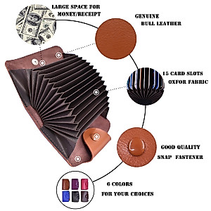 Laimi Duo Unisex Genuine Slim Thin Wallet Leather RFID Security Blocking Credit Card Holder Business Name Card Wallet Case for Women and Men (Brown)