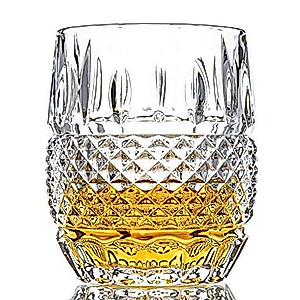 Unique Whiskey Glasses Set of 2, 10oz Ultra Clarity Crystal Glass Rocks Tumblers, Liquor, Bourbon or Scotch, Old Fashioned Rocks Glass Tumbler for Scotch, Cocktail, Liquor