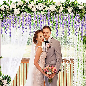 IMIKEYA 12 Pieces Wisteria Artificial Flower 3.25 Feet Wisteria Vine Ratta Hanging Garland Silk Fake Wisteria Flowers String for Wedding Party Decor, Blue