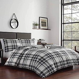 Eddie Bauer - King Comforter Set, Cotton Reversible Bedding with Matching Shams, Plaid Home Decor for All Seasons (Coal Creek Grey, King)