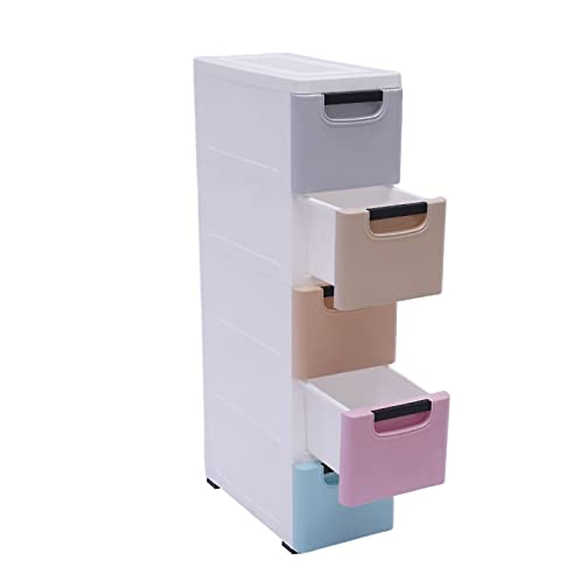 DYRABREST 5 Drawer Units Dresser Storage,Plastic Narrow Storage Cabinet,Small Closet Organizer Standing Shelf Bedroom Furniture for Bathroom Living Room 7.87 * 15.75 * 33.07in (Colorful 1)
