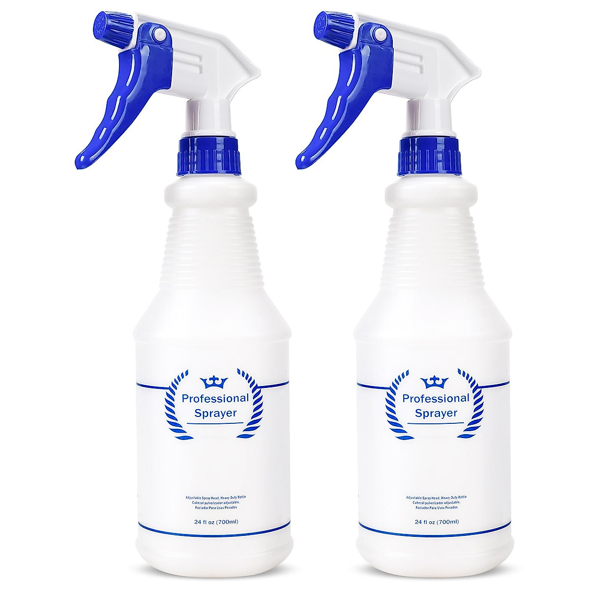 Bealee Plastic Spray Bottle, Empty Spray Bottles (2 Pack 24 Oz), All-Purpose Sprayer for Cleaning Solutions, Bleach Spray, Planting, BBQ, Mist & Stream Water Spraying Bottle with Adjustable Nozzle
