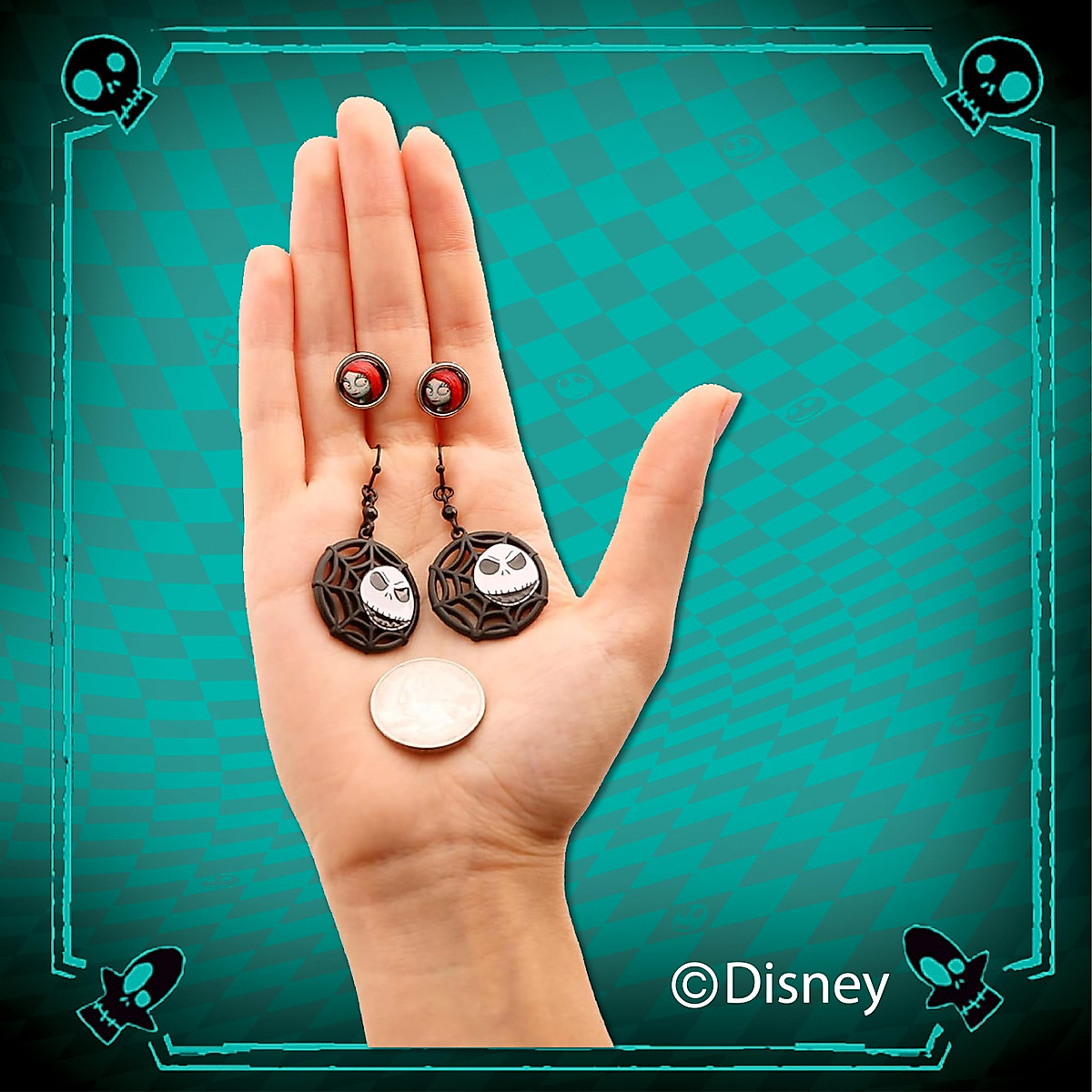 Disney The Nightmare Before Christmas Earrings Set - Jack Skellington Dangling Earrings and Sally Stud Earrings - Disney Jewelry for Women