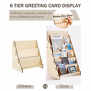 Wooden Greeting Card Display 6 Tier Sticker Display Stand Comic Book Display Wooden Portable Retail Table Display Stand Retail Counter Display Stand for Card Stickers Jewelry Soap Retail Showcase