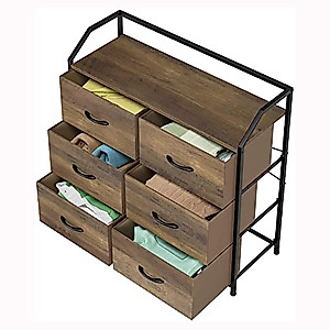 n/a Fabric Chest of 6 Drawers Cabinet Wood Top Storage Tower Closet Metal Stand