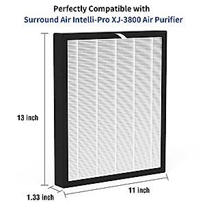 True HEPA Replacement Filter Compatible with Surround Air Intelli-Pro XJ-3800 Air Puri fier,True HEPA and Carbon Filter(2 Pack)